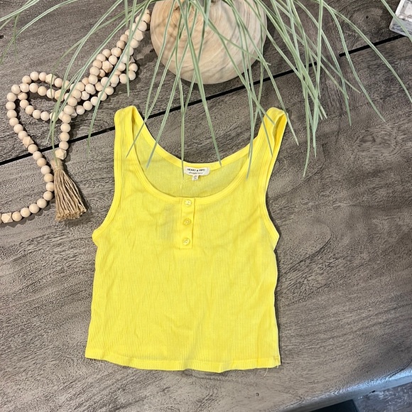 Heart & Hips | Tops | Yellow Heart And Hips Crop Henley Tank | Poshmark